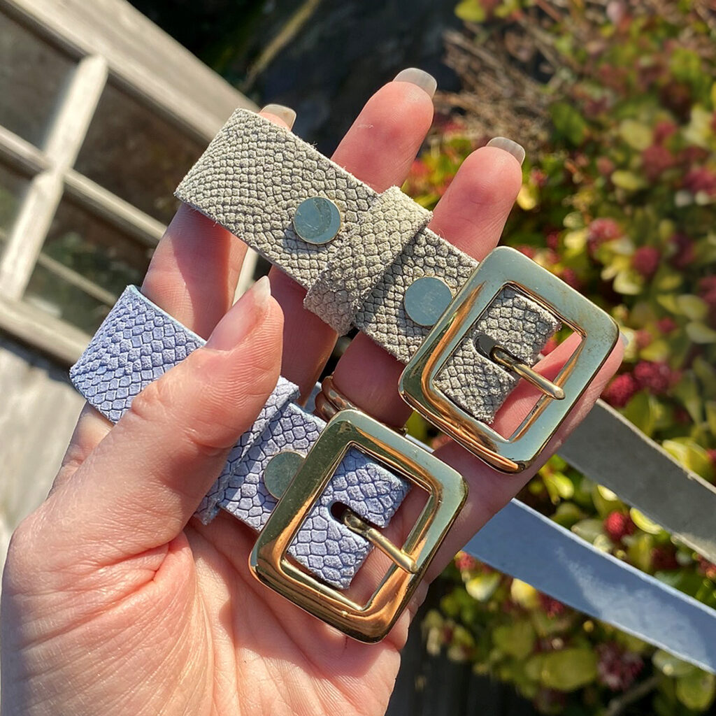 Mint Green Leather Anaconda Belt - Swag And Tassel