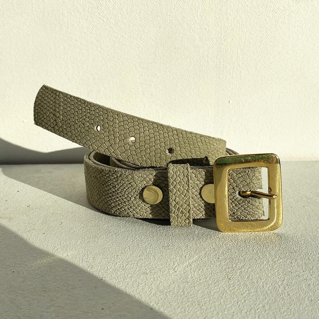 Mint Green Leather Anaconda Belt - Swag And Tassel