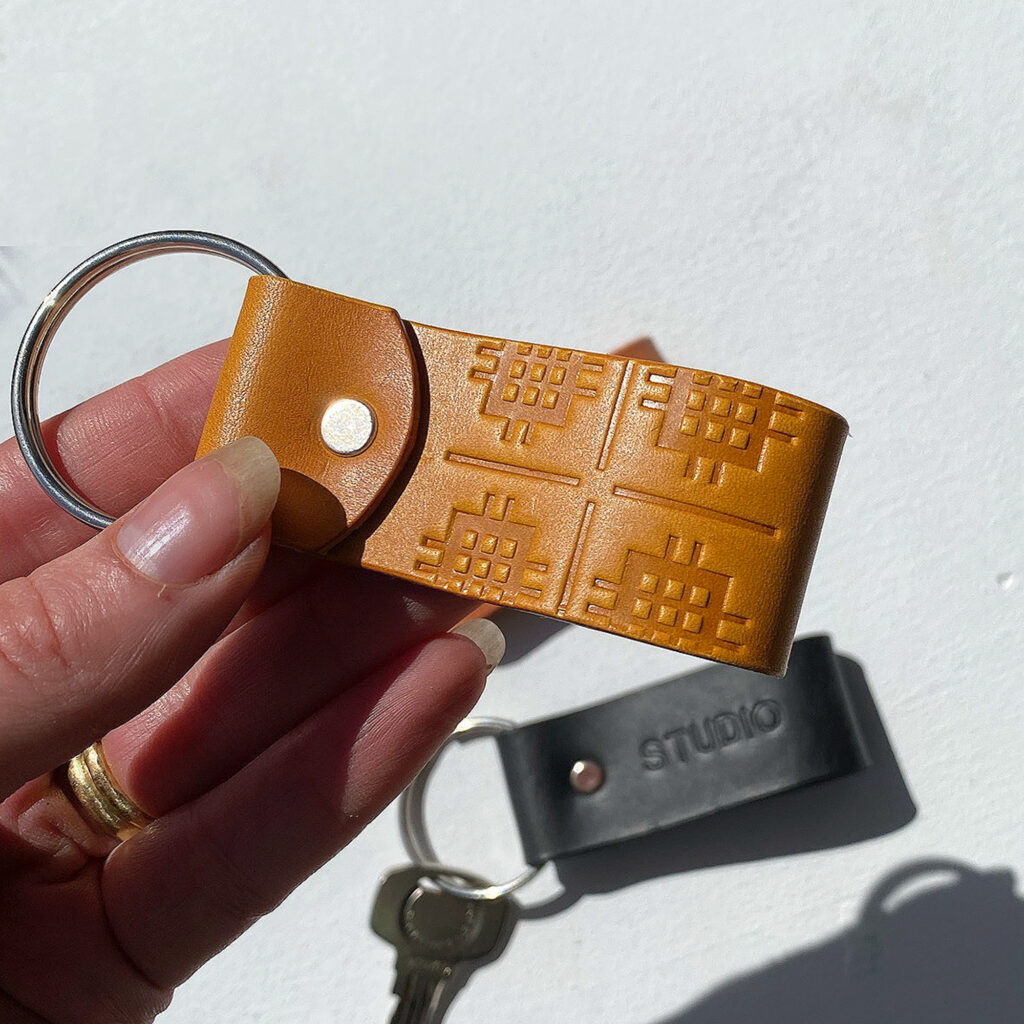 Hand crafted Leather Keyring with Welsh Design Detail - Swag And Tassel