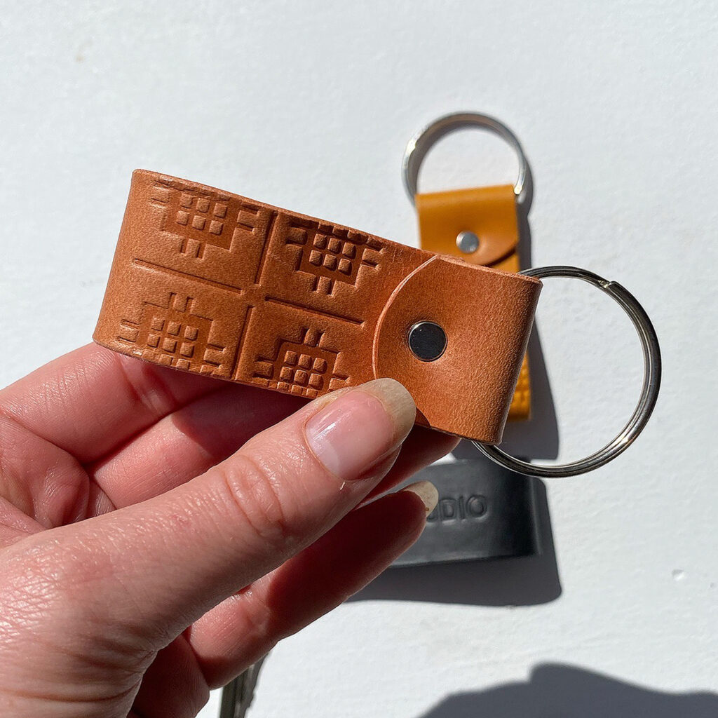Hand crafted Leather Keyring with Welsh Design Detail - Swag And Tassel